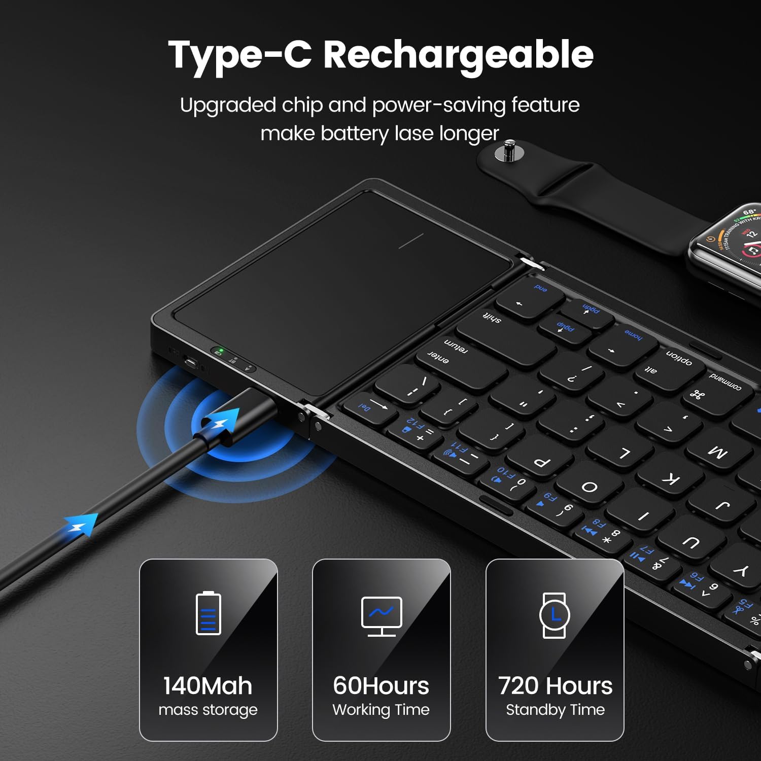 Aisdelu® Mini Folding Wireless Bluetooth Touchpad Keyboard for Windows ...