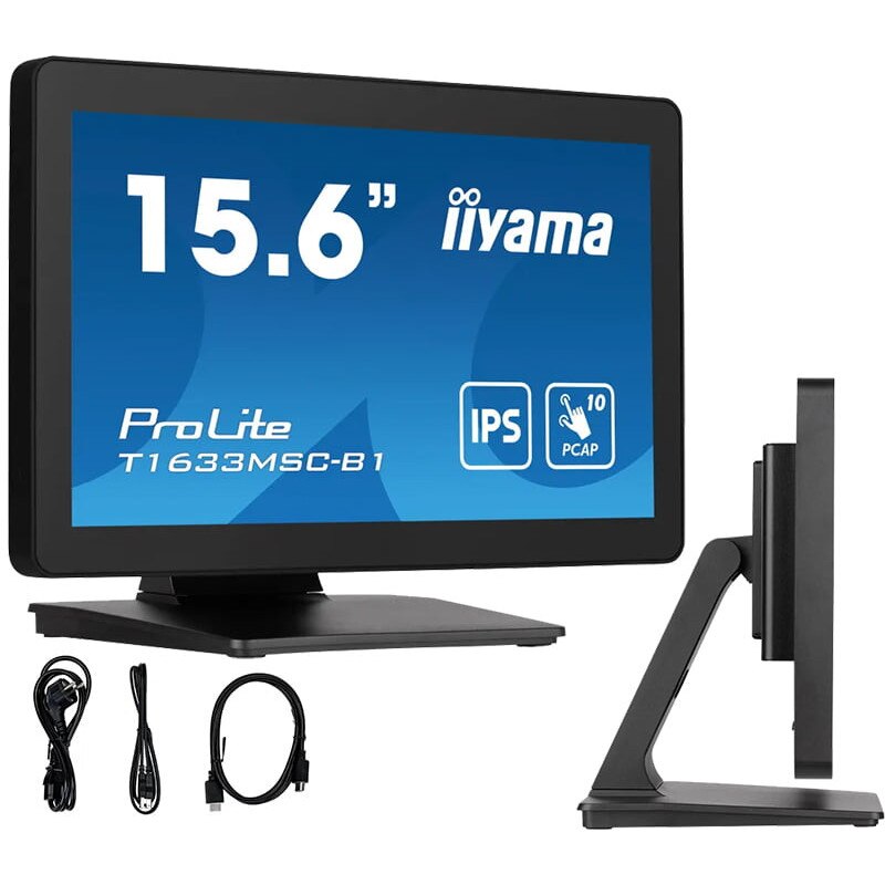Monitor tactil, Iiyama ProLite T1633MSC-B1, 15.6", IPS LED, HDMI ...