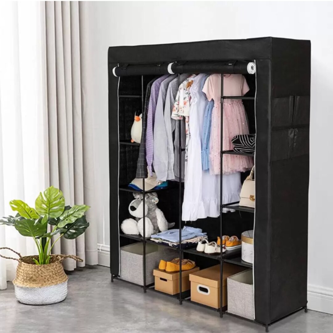 Dulap Pliabil Textil Zenino - 14 Rafturi, Cadru Metalic, 2 Tije Umerase ...