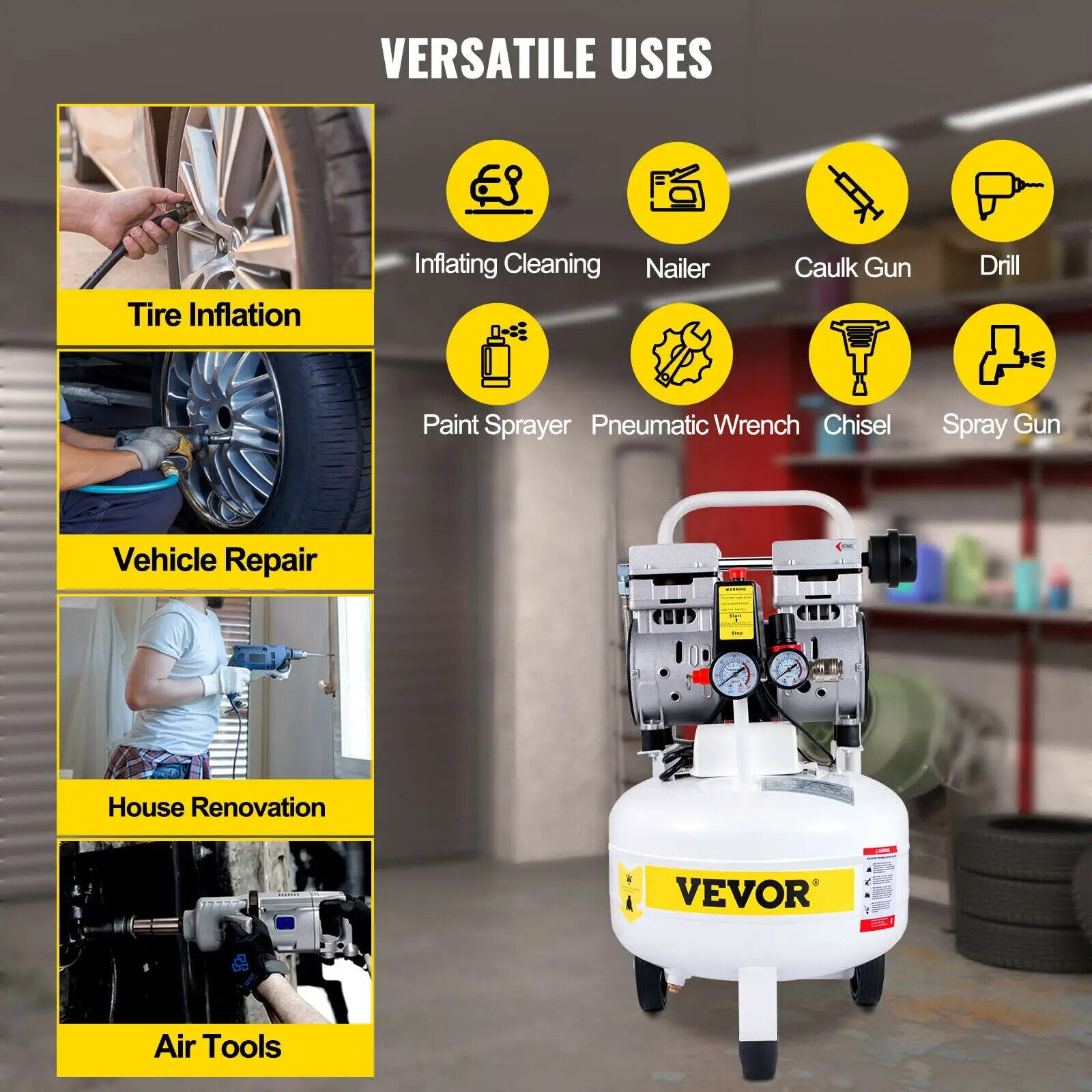 Compresor de aer, Vevor, 40L, 220V, 750W, 1440rpm, 115Psi, 165L/min ...