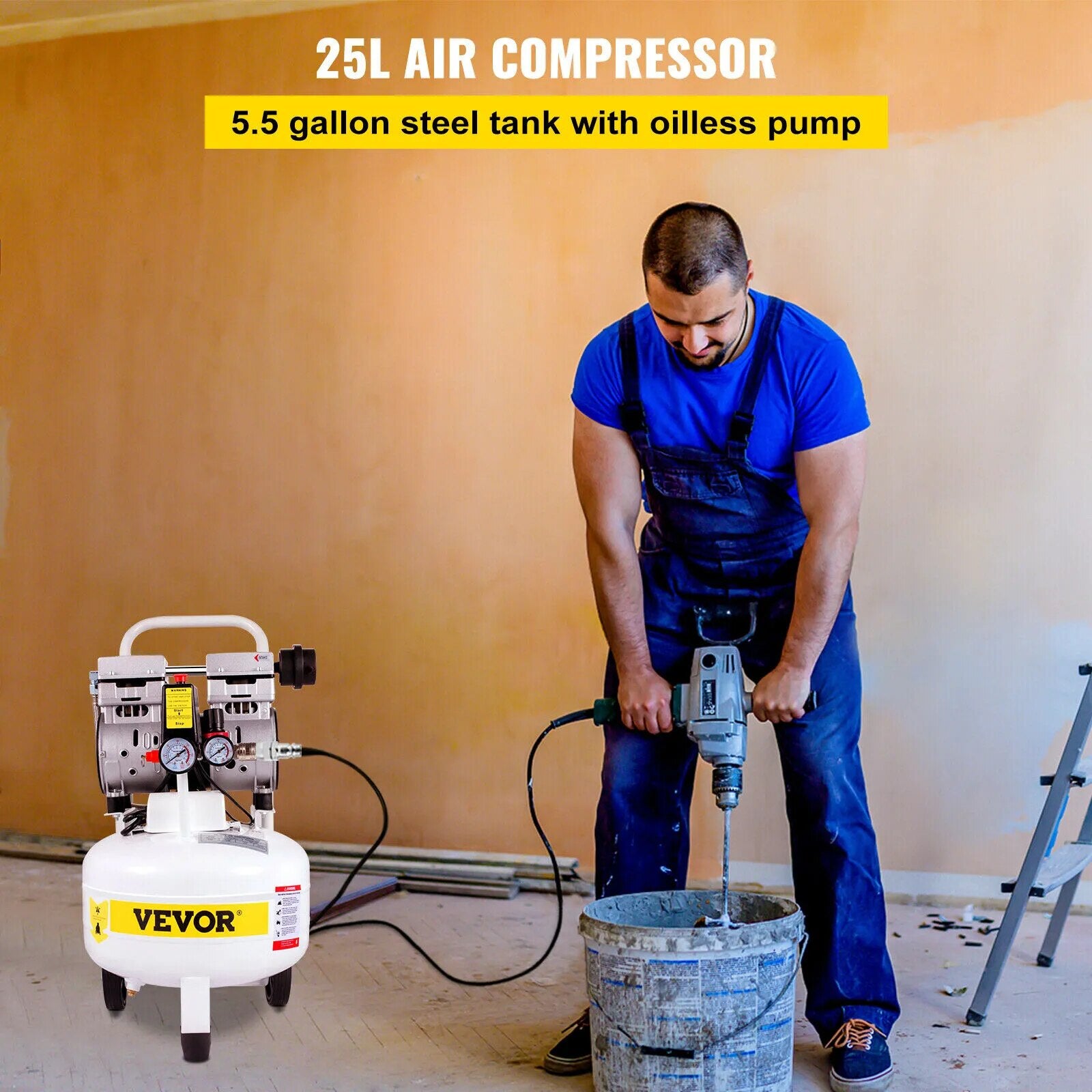 Compresor de aer, Vevor, 40L, 220V, 750W, 1440rpm, 115Psi, 165L/min ...