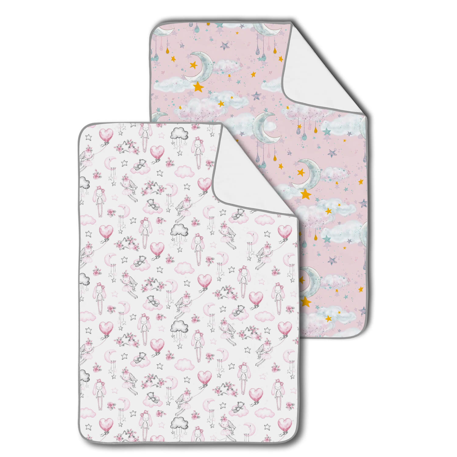 Set 2 aleze impermeabile refolosibile din bumbac 78x60 cm Kidizi Fairy ...