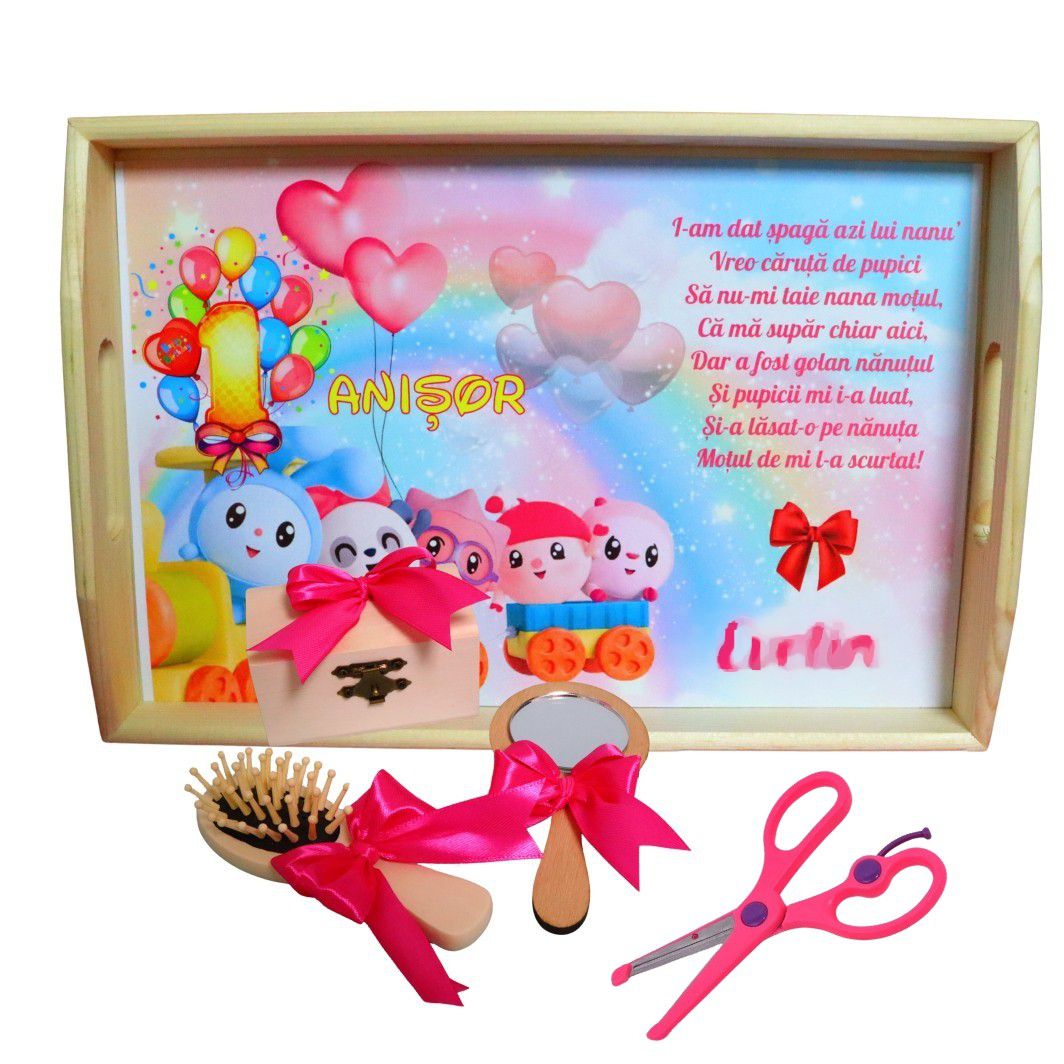 Set Mot, Baby Ricky, 5 Piese, Lemn, Roz, 20x30cm, SMD071 - eMAG.ro