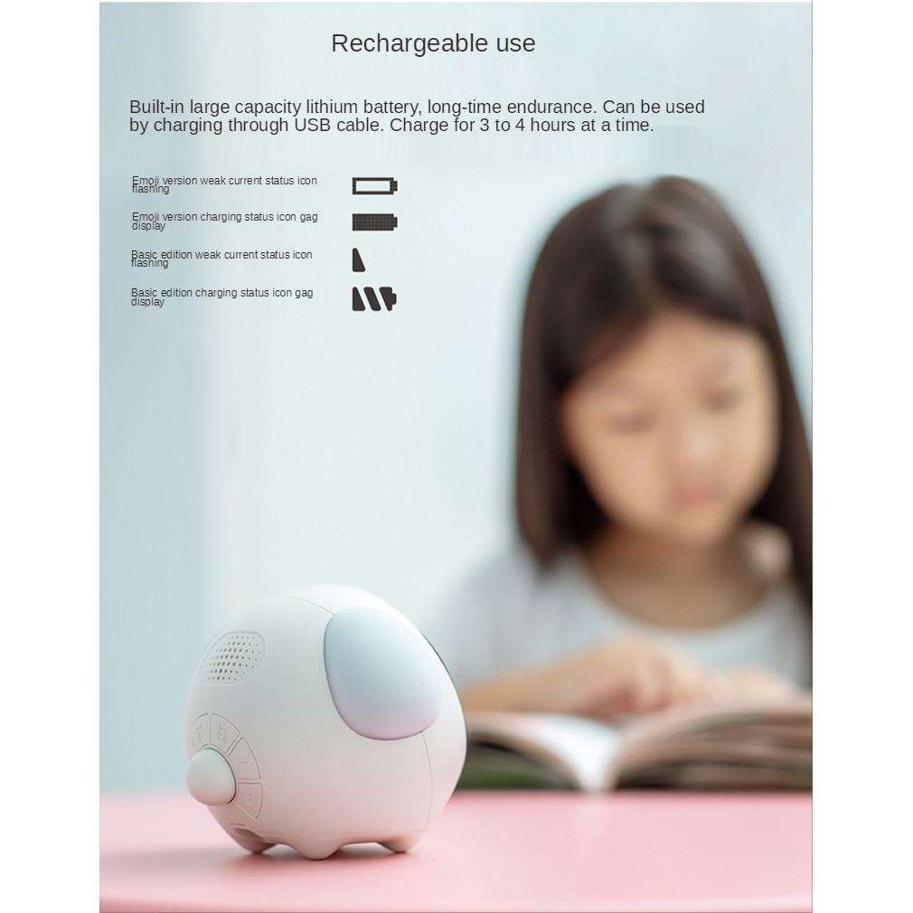 Ceas digital cu alarma copii EMOJI, acumulator 1500mAh, 5 tonuri ...