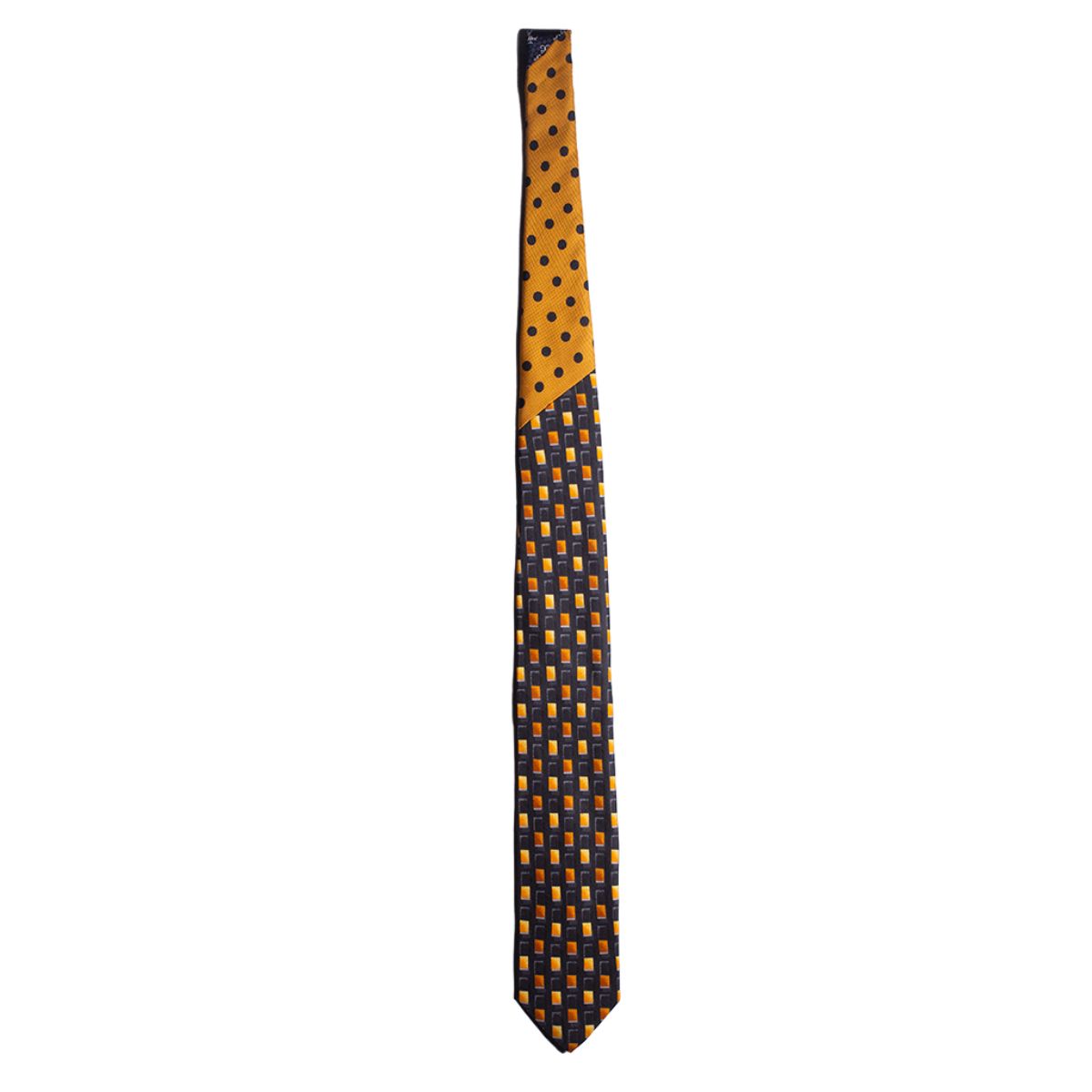 Cravata din matase cu nod in contrast, N2177, model unicat, Galben ...