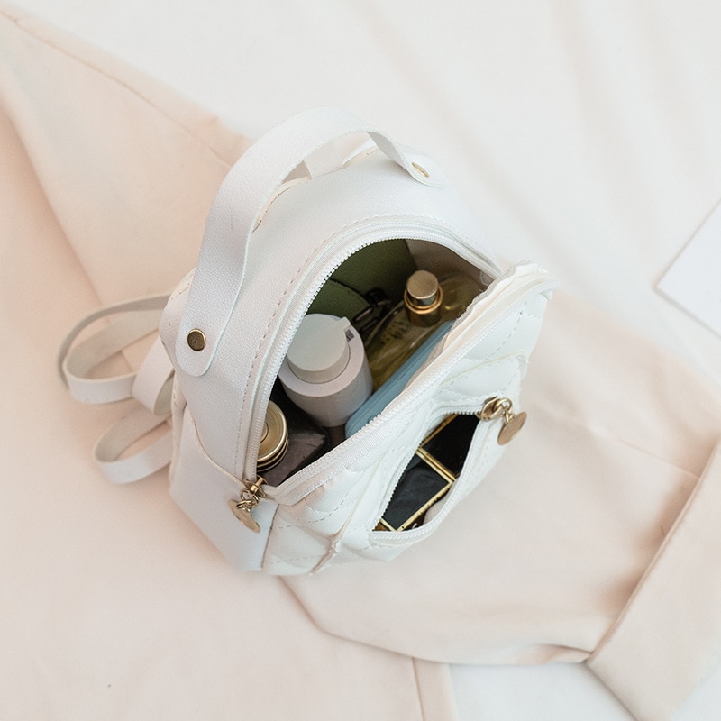 Mini Rucsac dama, Sunmostar, Poliuretan, Alb - eMAG.ro