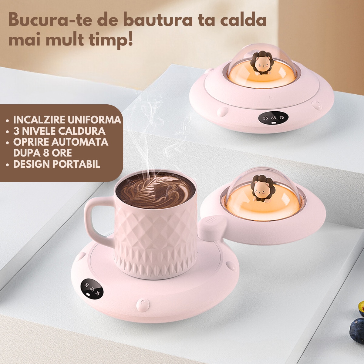 Incalzitor pentru cana, cu 3 trepte de temperatura, rotire de 180 ...