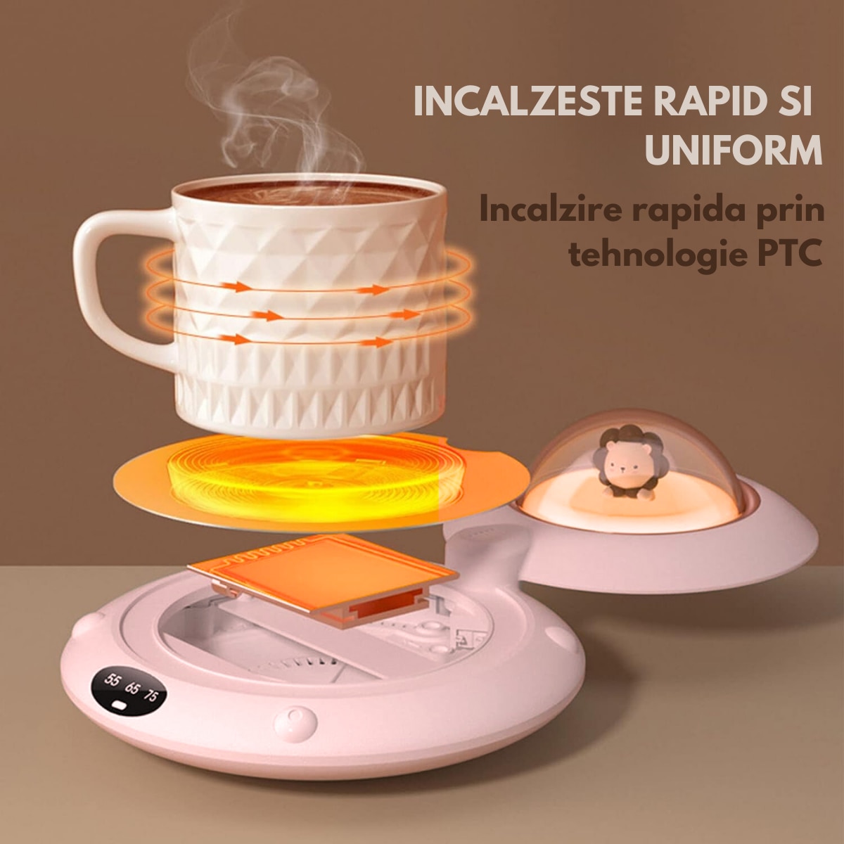 Incalzitor pentru cana, cu 3 trepte de temperatura, rotire de 180 ...