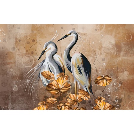 Sticker - Pictura Cu Pasari Albe Vintage, 130x90 cm - eMAG.ro