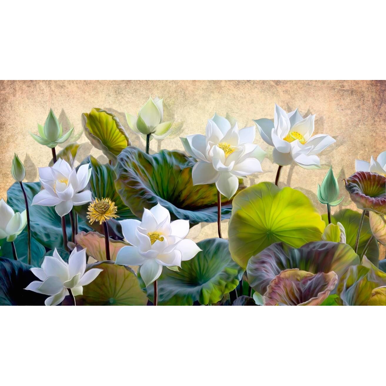 Sticker - Flori Albe De Nufar Vintage, 75x115 cm - eMAG.ro