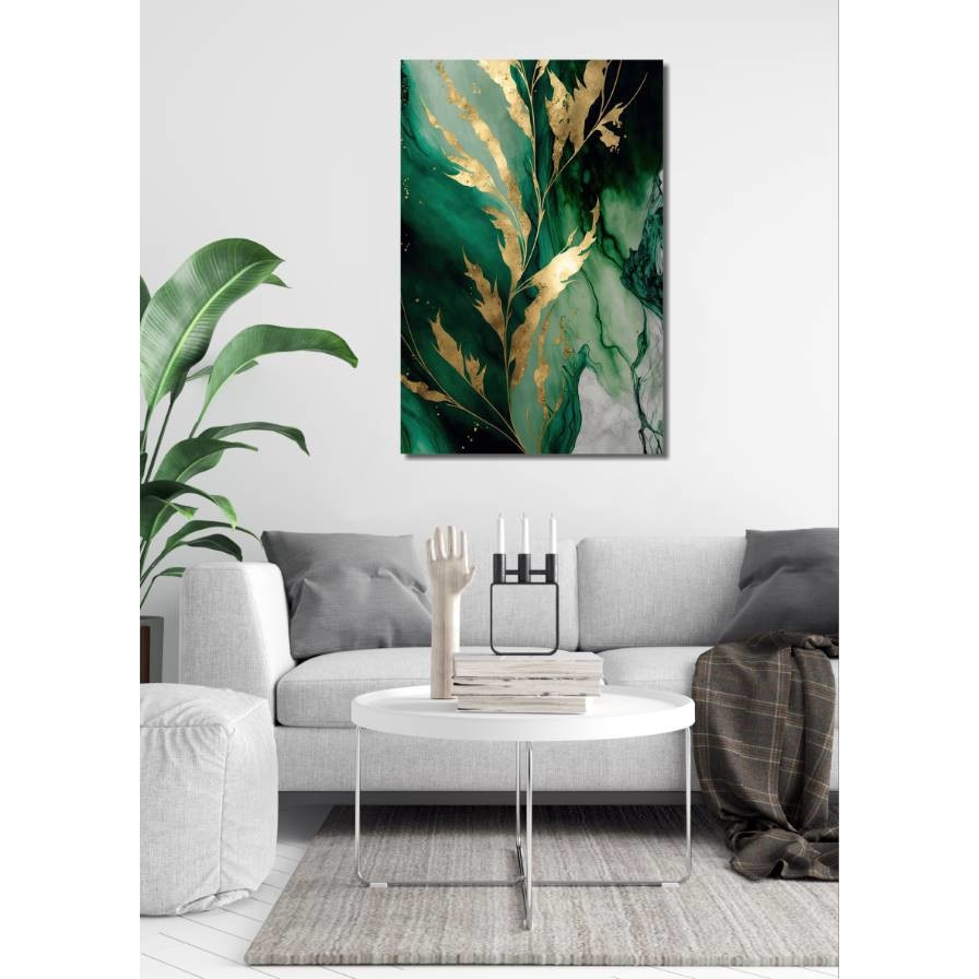 Öntapadó PVC tapéta - Green Marble és Golden Leaves, 300 x 200 cm - eMAG.hu