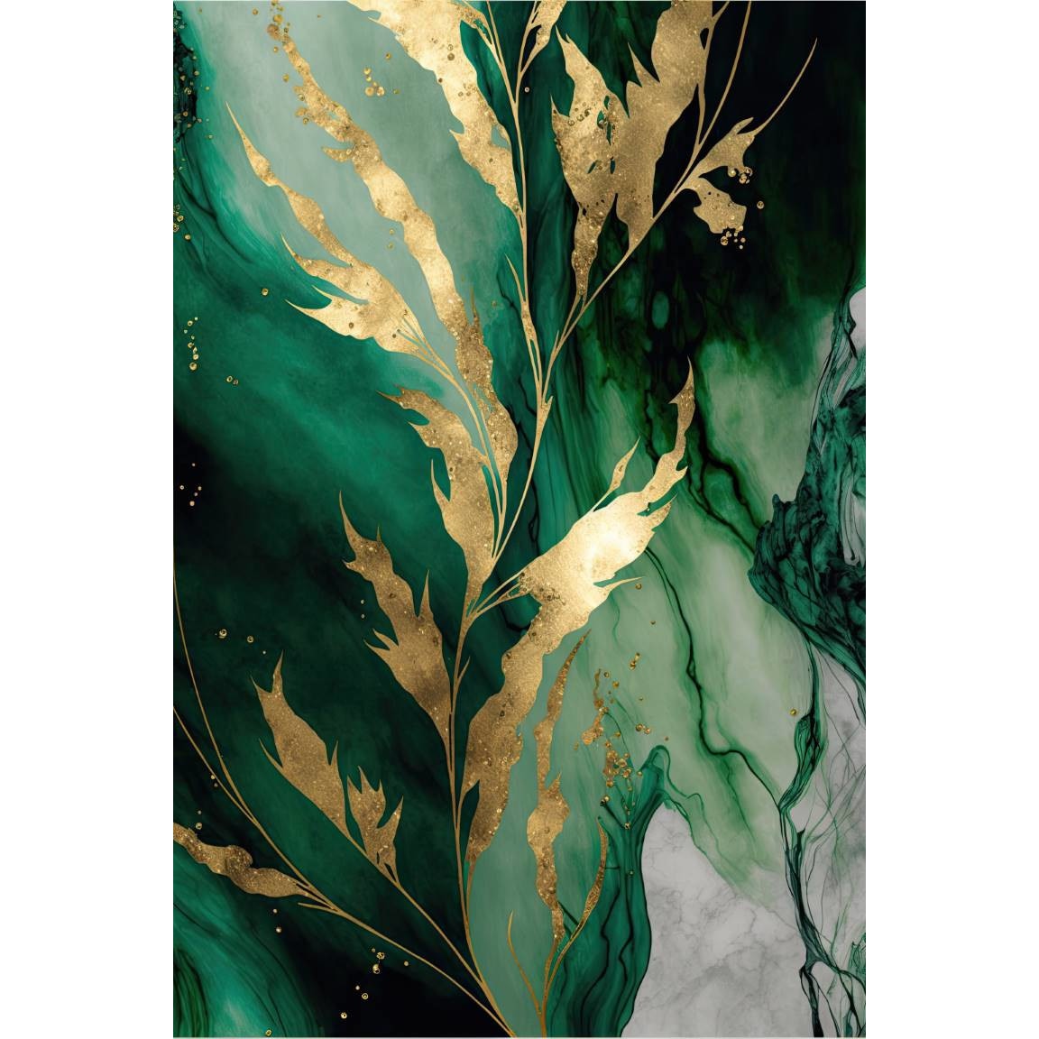 Öntapadó PVC tapéta - Green Marble és Golden Leaves, 300 x 200 cm - eMAG.hu