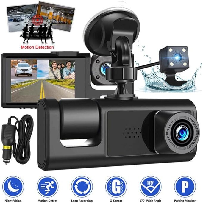 Camera 4K cu WiFi GPS fata 4K/2.5K si spate 1080P dubla camera de bord ...