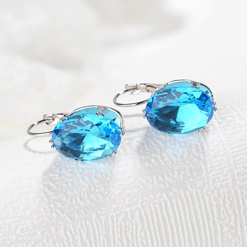 Cercei acvamarin din zircon pentru femei, argint S925, acvamarin, 2cm ...