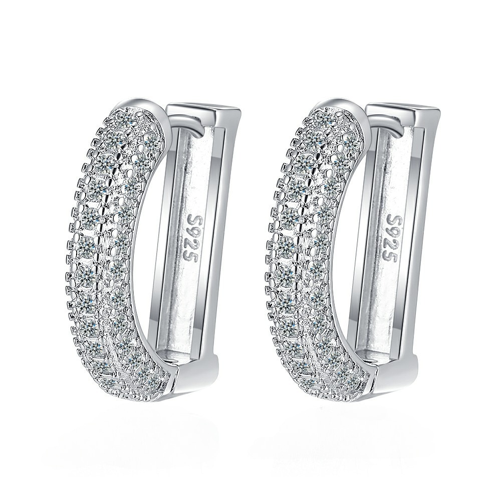 Cercei pentru femei Litera D Zircon, Argint S925, Platina, 2.2cm - eMAG.ro