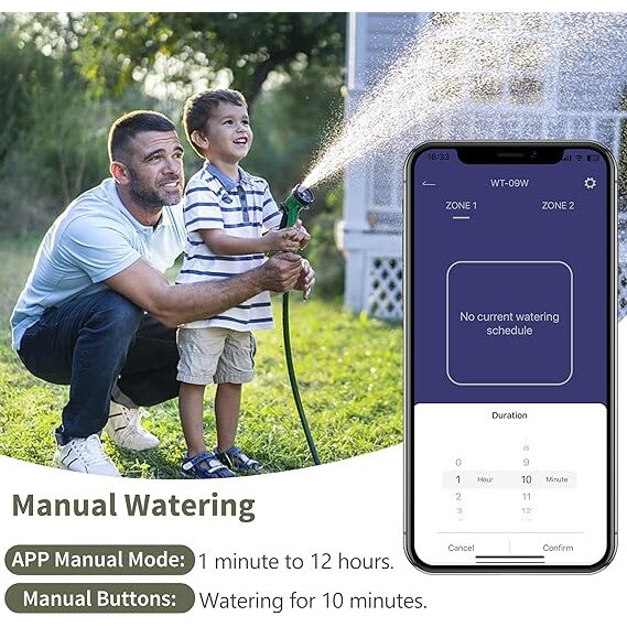 Programator pentru Irigare Diivoo, WiFi, Stropitori cu 2 Zone ...