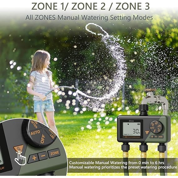Programator pentru Stropitore cu 3 Zone Diivoo, Programabil cu 3 Iesiri ...