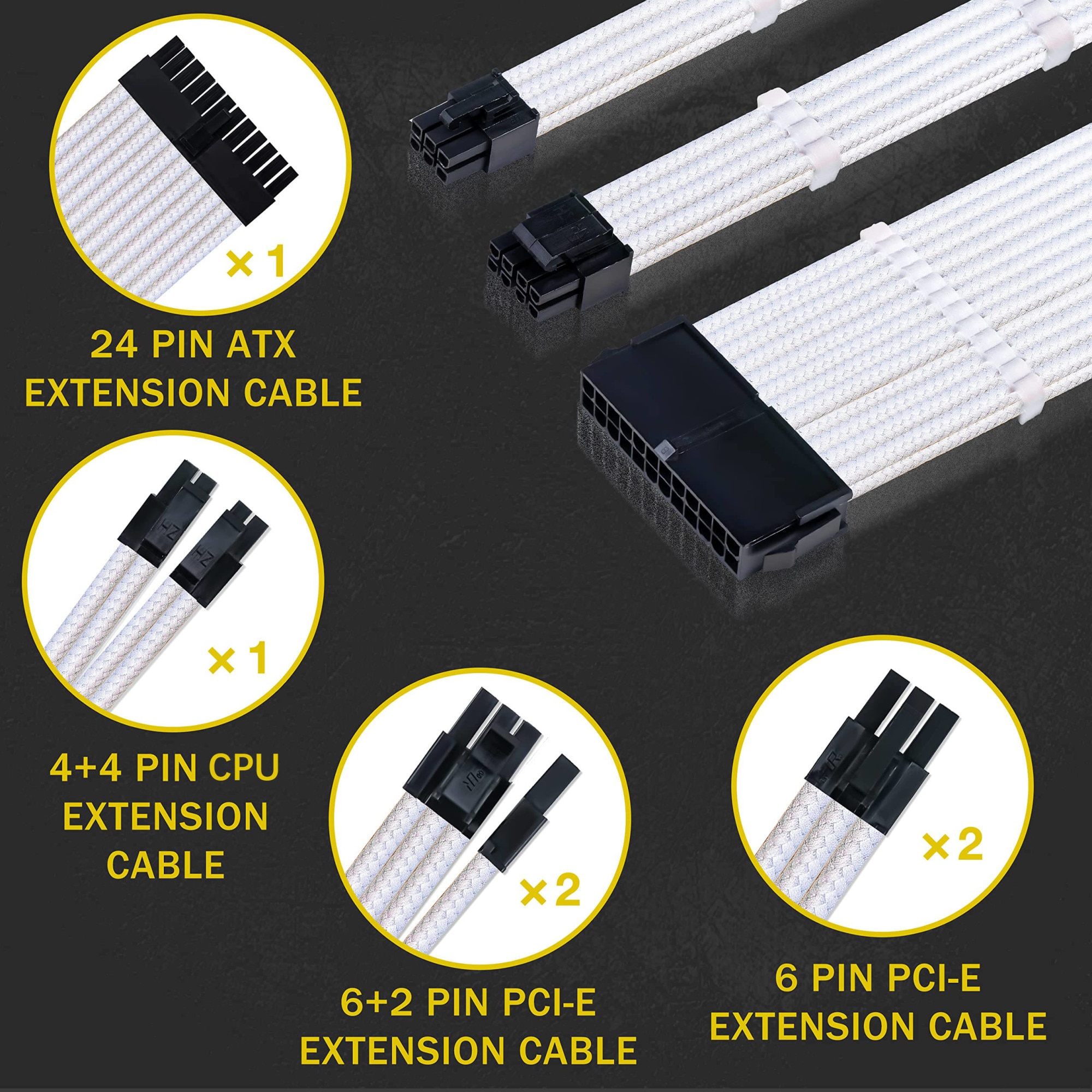 Set Prelungire Cabluri Sursa ATX, JESWO, Modding Sleeve, Kit Extender ...