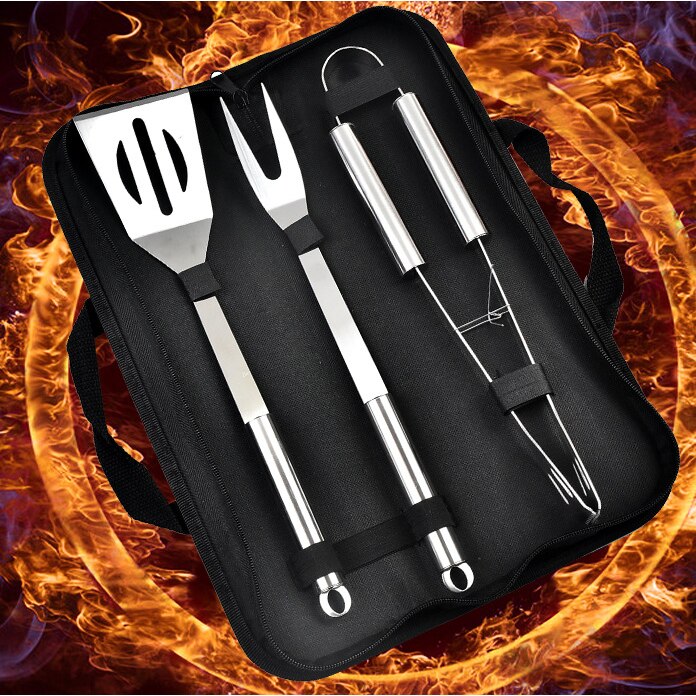Set de instrumente pentru gratar, Sunmostar, Otel inoxidabil, Argintiu ...