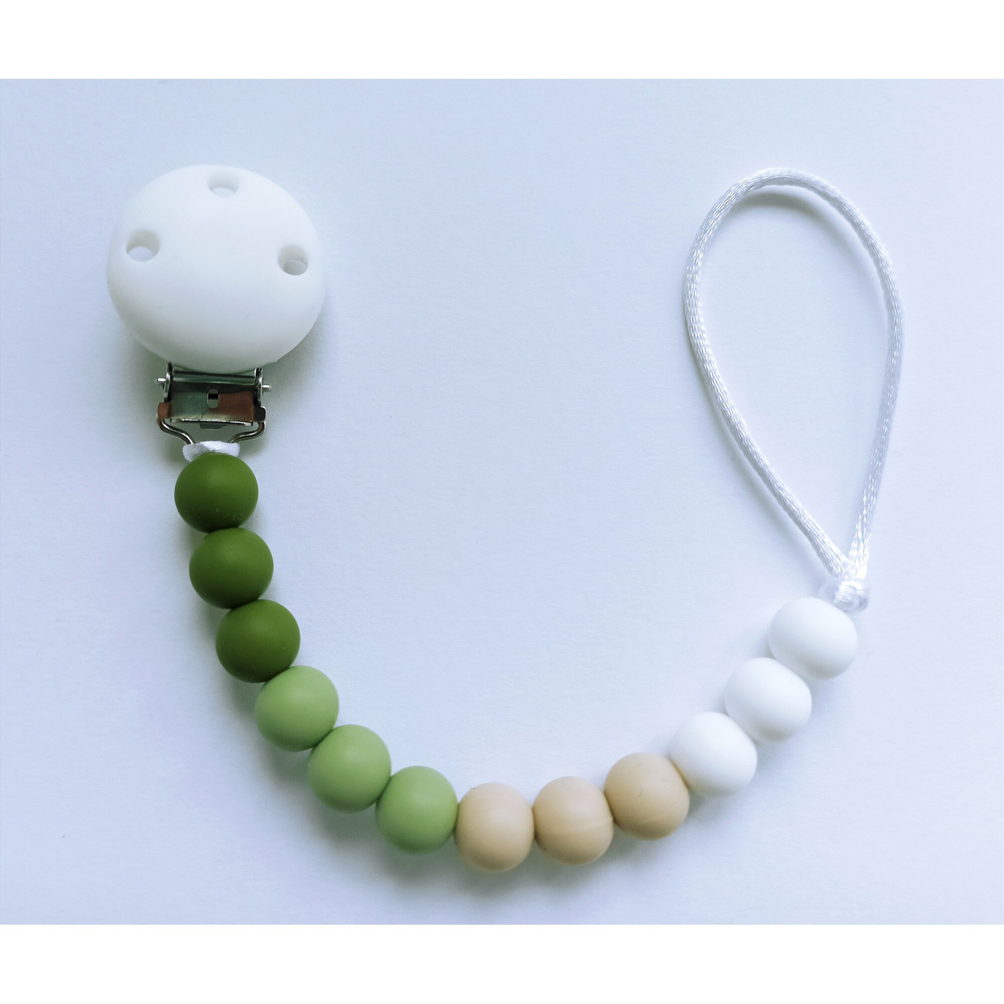 Lantisor pentru suzeta, handmade, silicon alimentar, verde prafuit, 21 ...