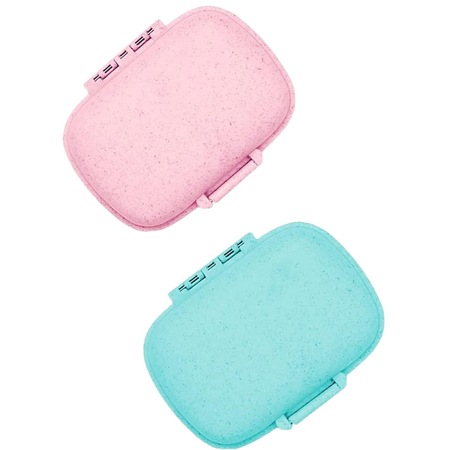 Set 2 organizatoare pentru pastile, Sunmostar, Plastic, Albastru/Roz ...