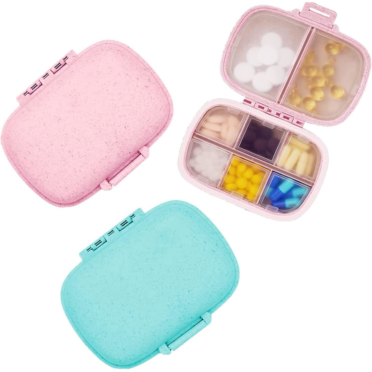 Set 2 organizatoare pentru pastile, Sunmostar, Plastic, Albastru/Roz ...