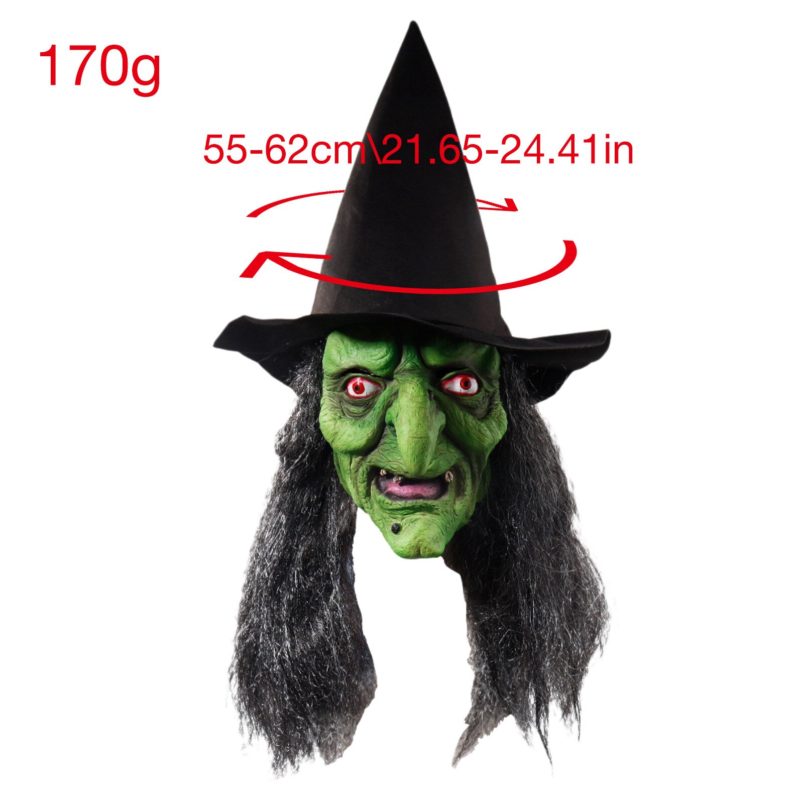 Masca de vrajitoare, Sunmostar, Latex, 40 x 20 cm, Verde/Negru - eMAG.ro