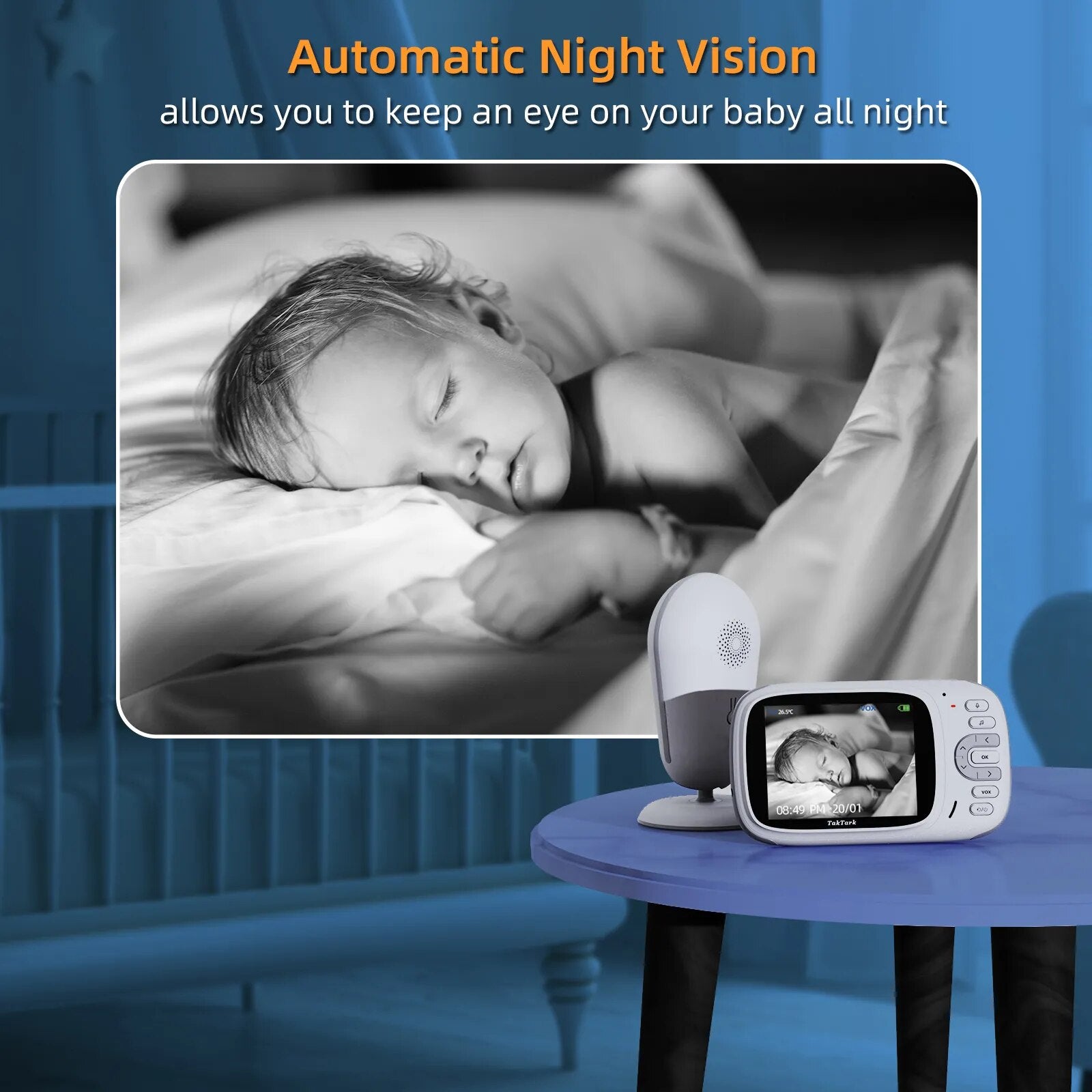 Monitor pentru copii, BM802-EU, 3.2", Viziune nocturna, Interfon, Fara ...