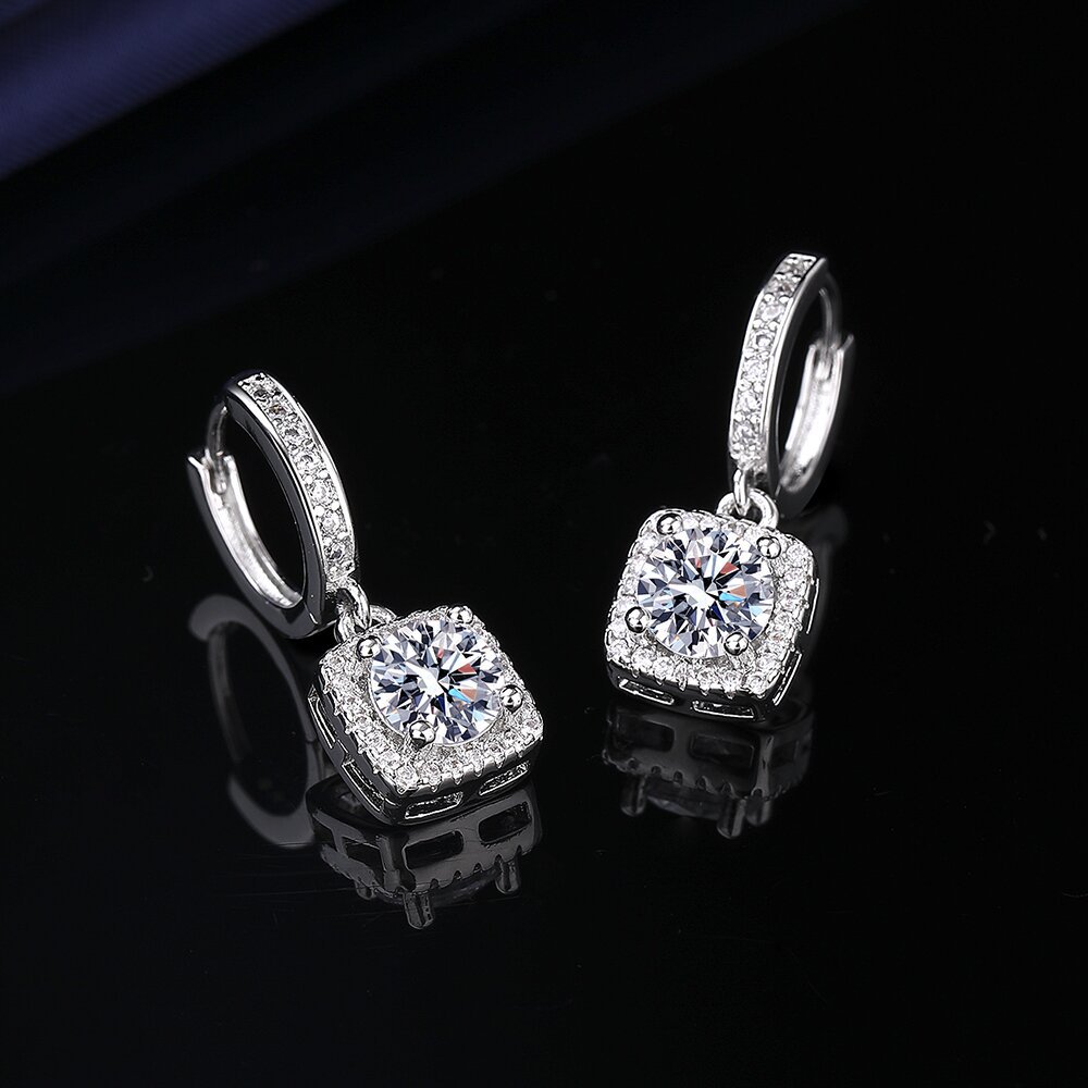 Cercei din piatra pretioasa artificiala din zircon, argint S925 ...
