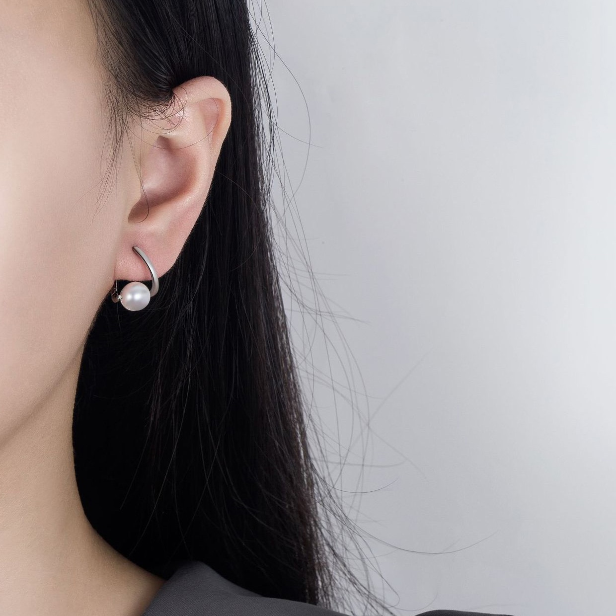 Cercei cu perle inspirate din design avansat, argint S925, platina, 1 ...