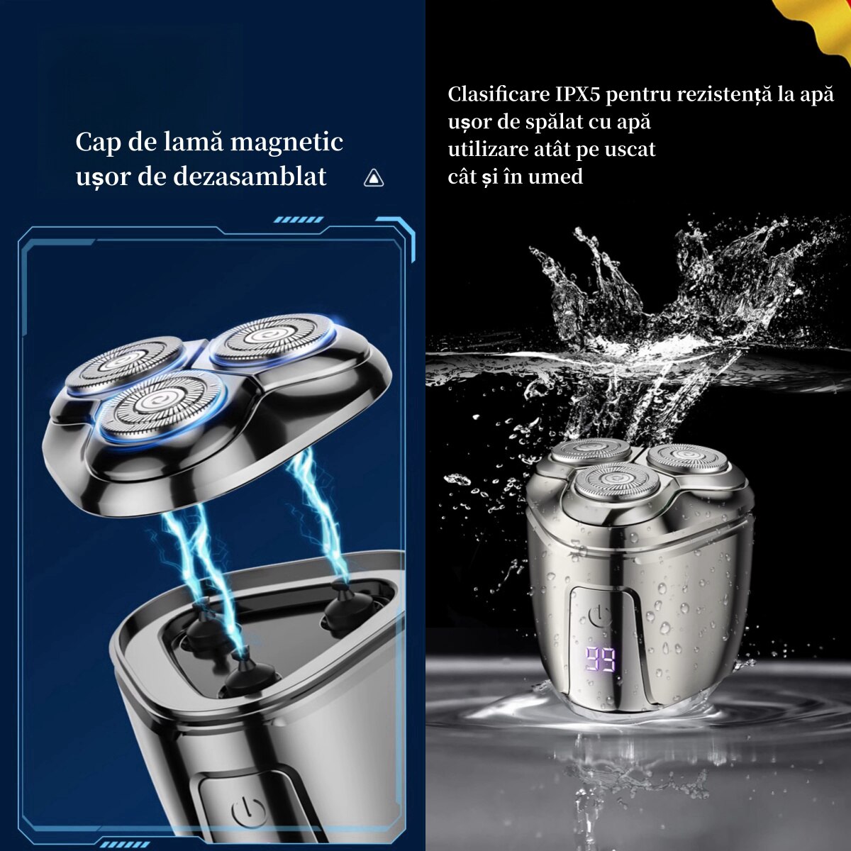 Mini aparat de ras portabil, IPX5, 600 mAH, Argintiu - eMAG.ro