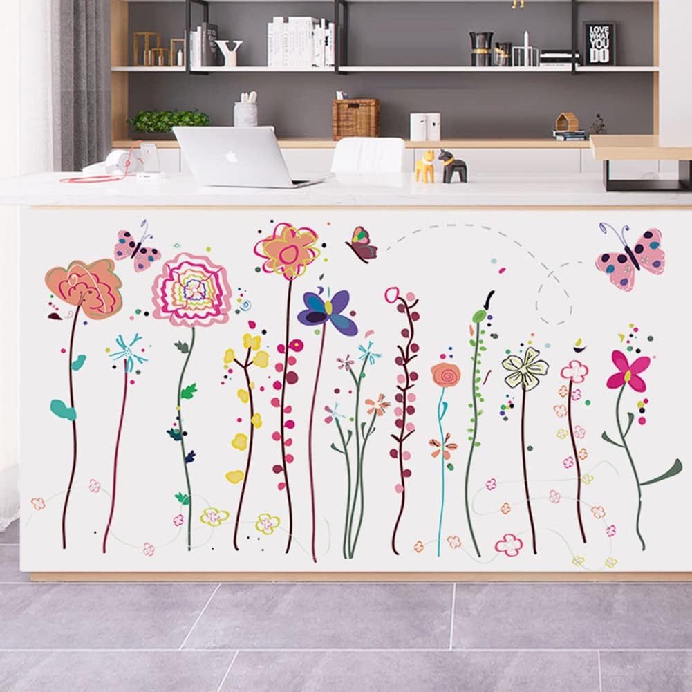 Set 2 folii stickere perete, Sunmostar, Model flori, 30 x 90 cm ...