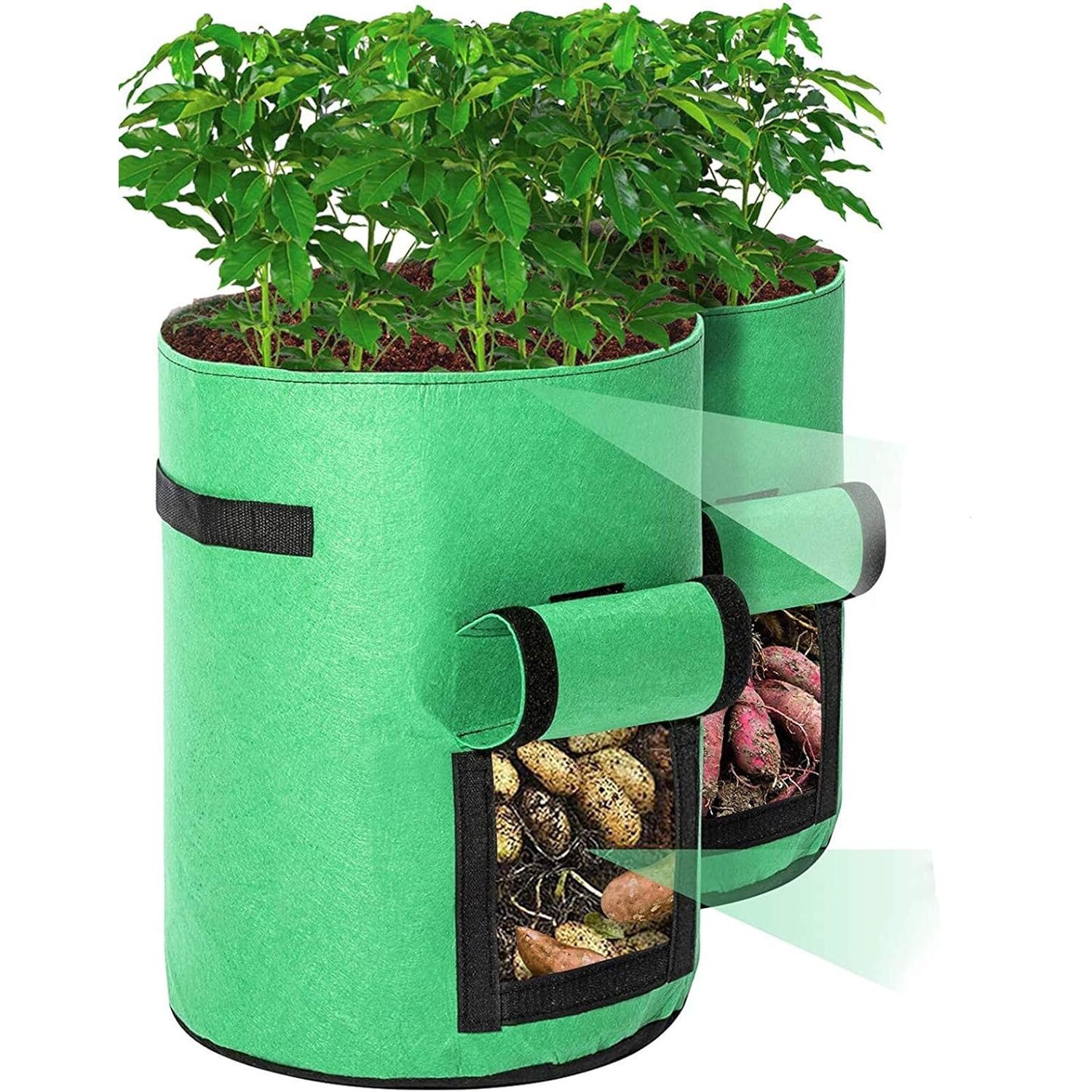 2x Saci de cultivare a cartofilor, Sunmostar, Textil, Verde - eMAG.ro