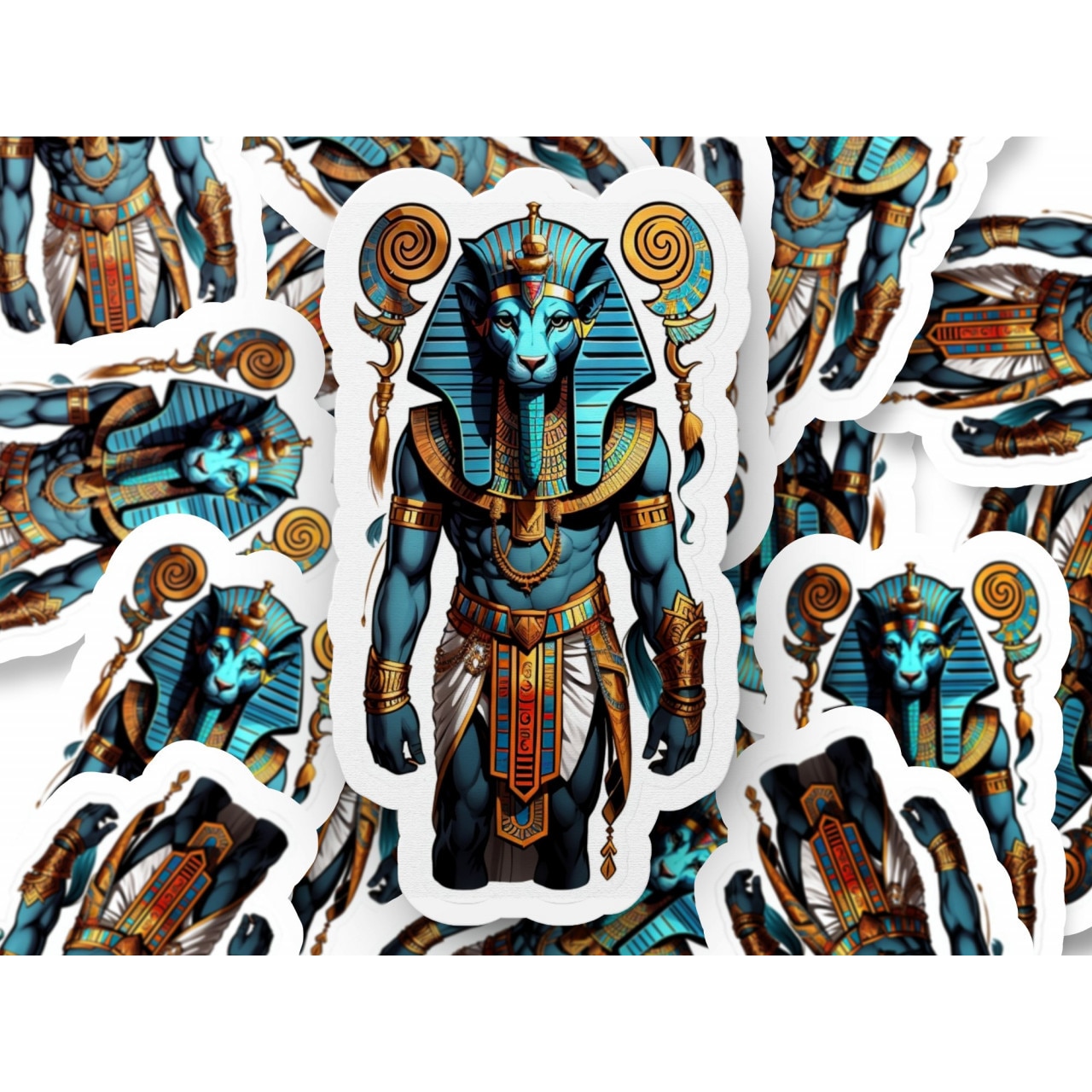 Set 3 bucati, Sticker decorativ, Zeu egiptean Khnum cu masca, Rezistent ...