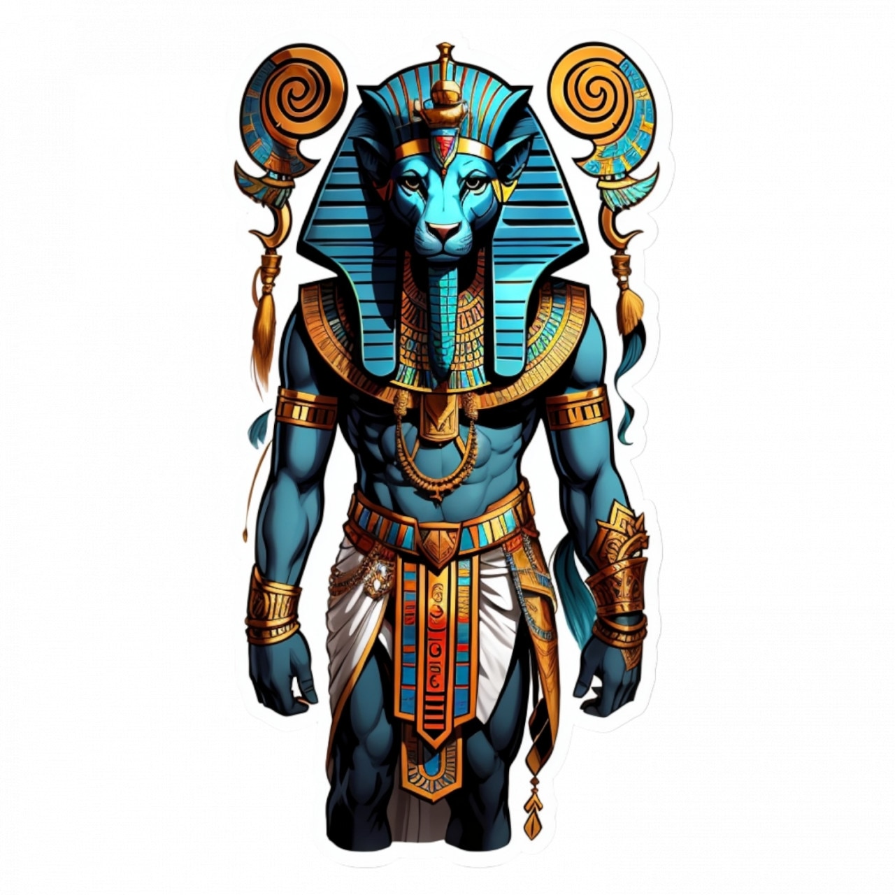 Set 3 bucati, Sticker decorativ, Zeu egiptean Khnum cu masca, Rezistent ...