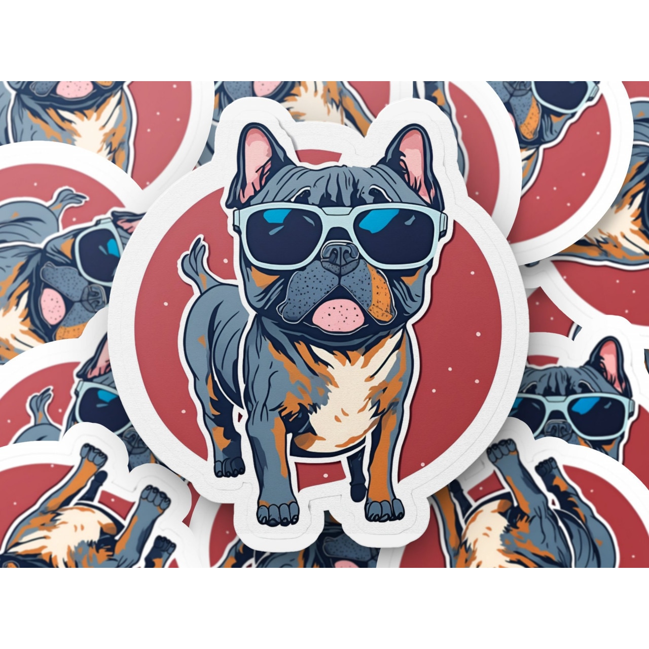 Set 12 bucati, Sticker decorativ, American Bully, Rezistent la apa ...