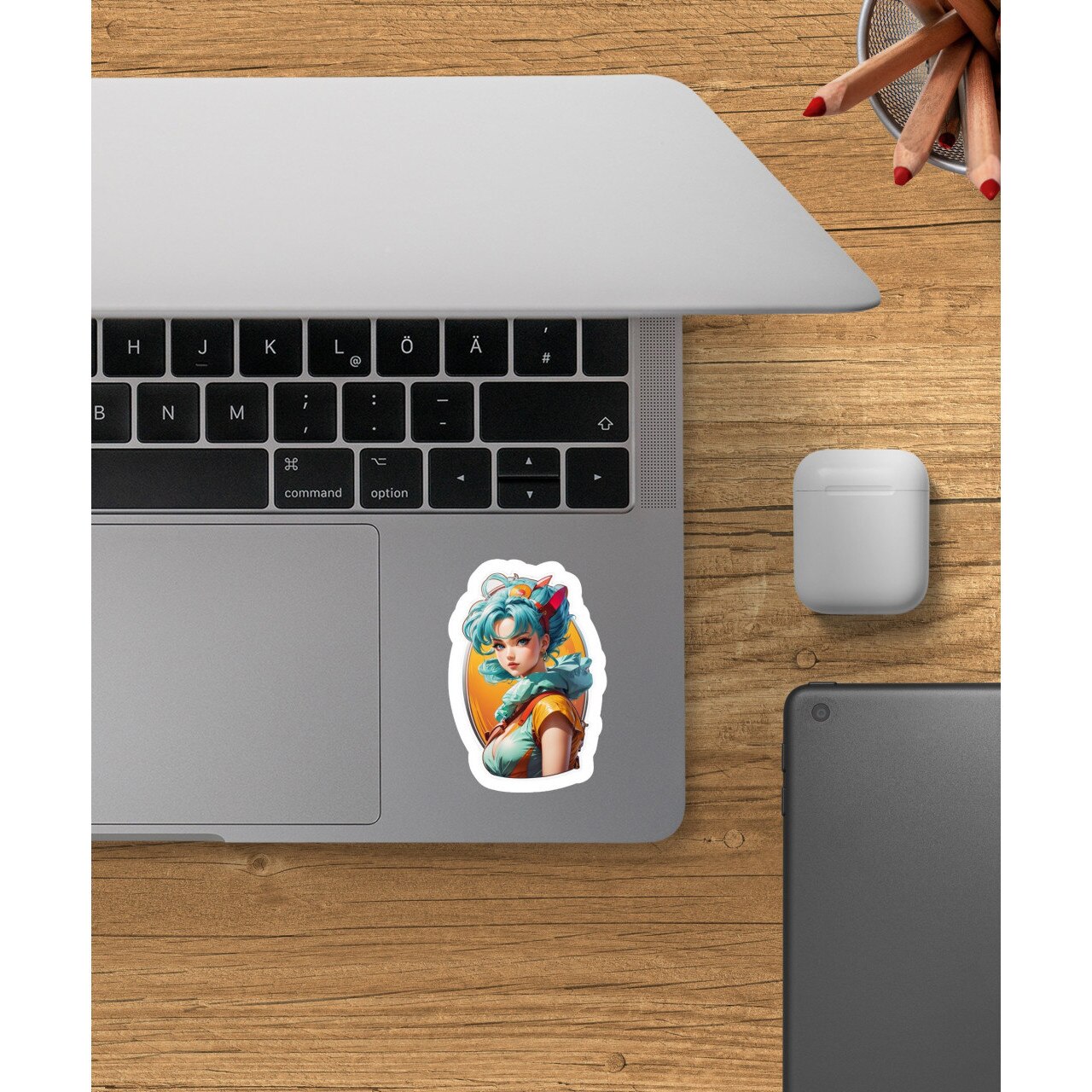 Set 3 bucati, Sticker decorativ, Fata cu parul scurt si esarfa ...