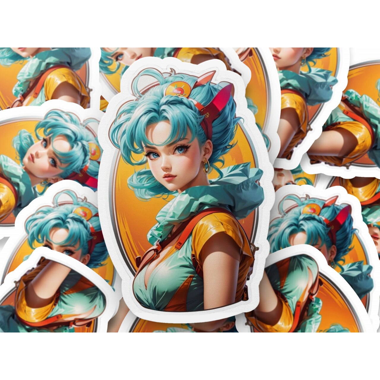 Set 3 bucati, Sticker decorativ, Fata cu parul scurt si esarfa ...