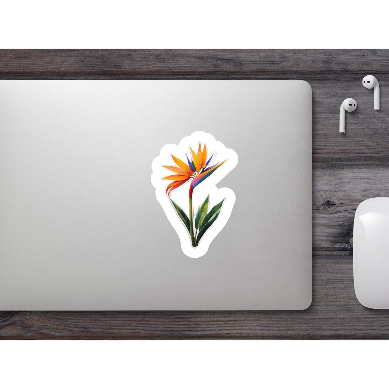 Set 3 bucati, Sticker decorativ, Floare pasarea paradisului cu coada ...
