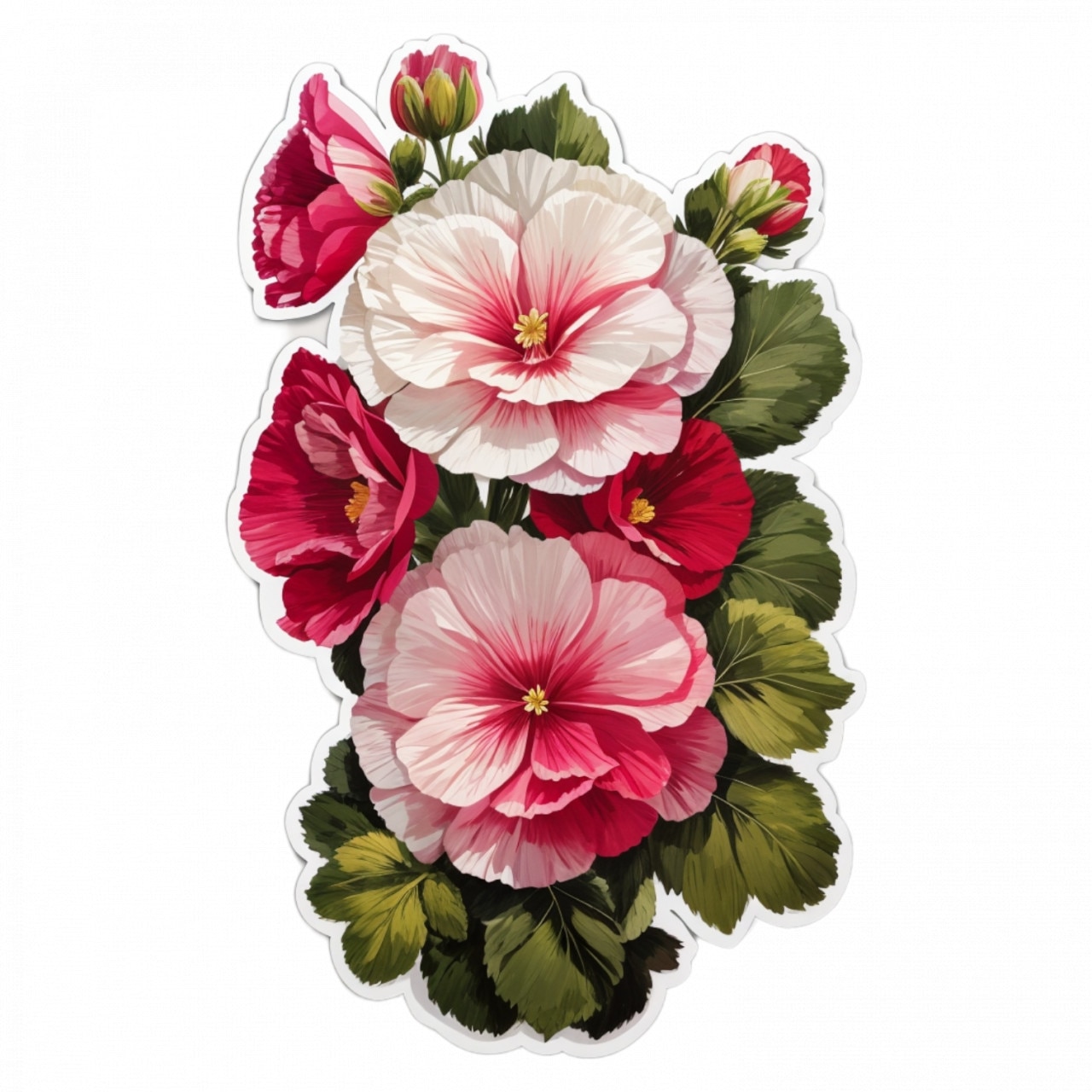 Set 2 bucati, Sticker decorativ, Flori de nalba de gradina cu boboci ...