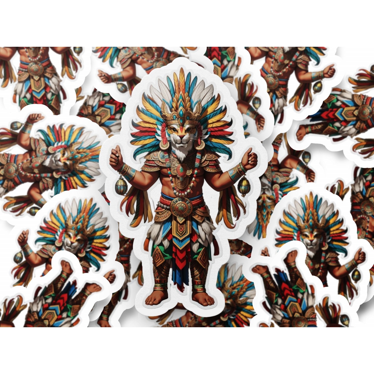 Set 3 bucati, Sticker decorativ, Creatura mitologica Cipactli cu costum ...