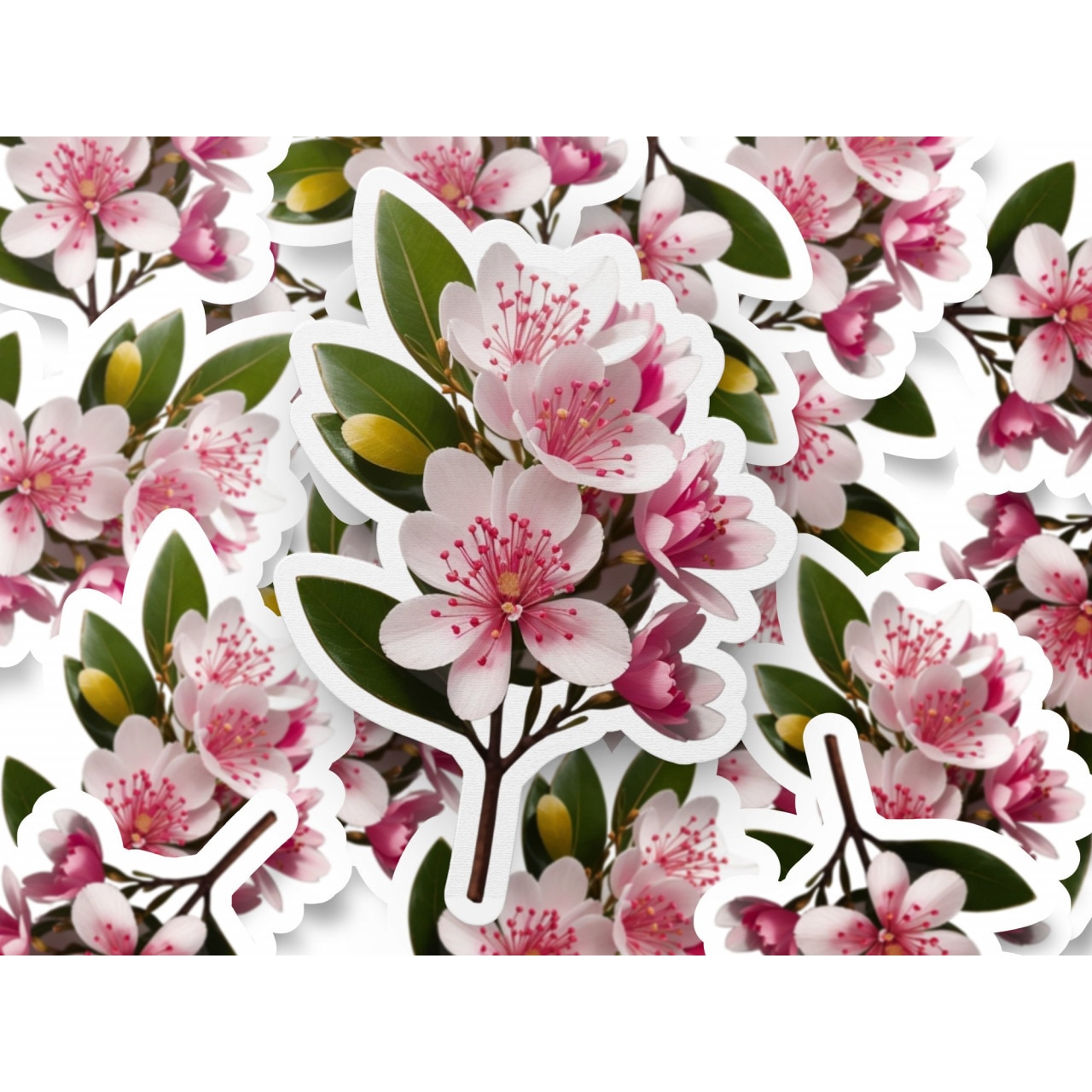 Set 3 bucati, Sticker decorativ, Flori de ceara crenguta cu flori si ...