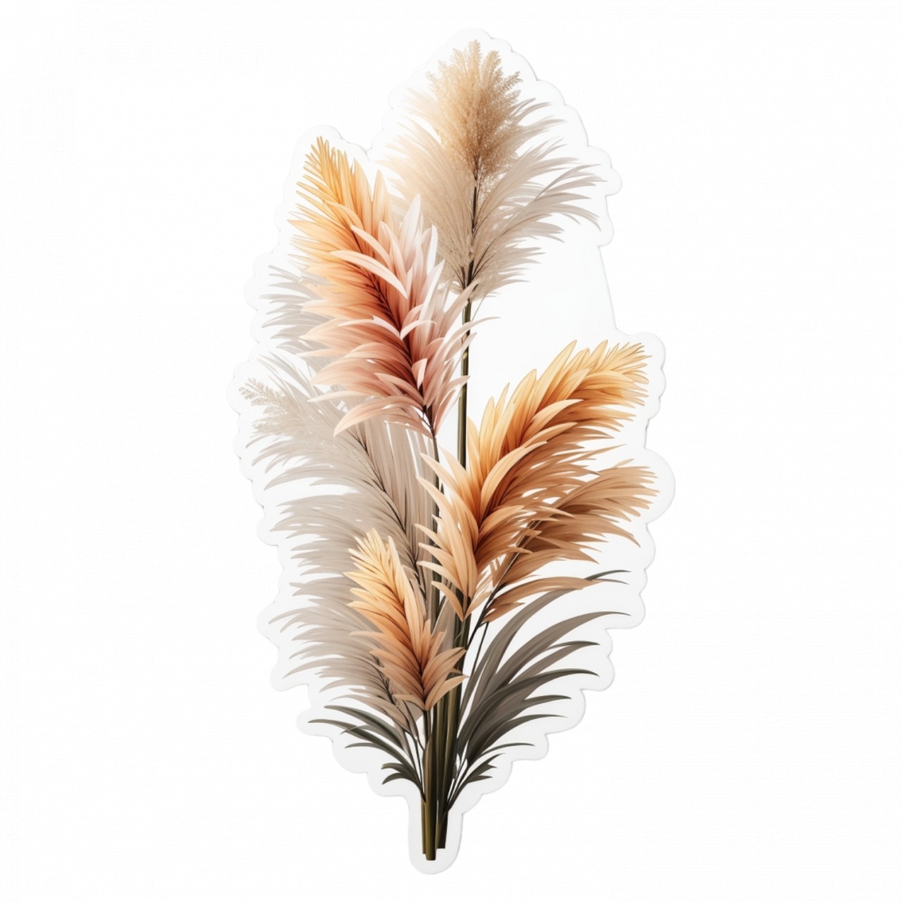 Set 3 bucati, Sticker decorativ, Iarba de pampas, Rezistent la apa ...