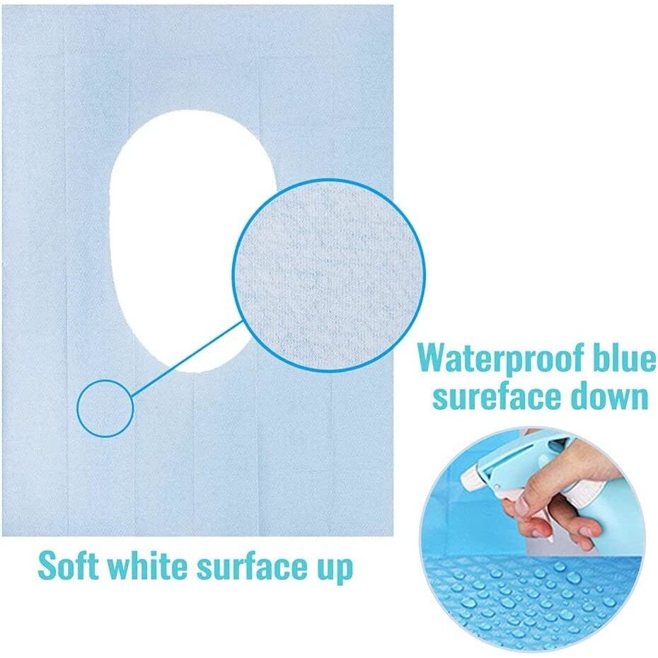 Hartie de unica folosinta pentru colac WC, Sunmostar, 10buc, Albastru ...