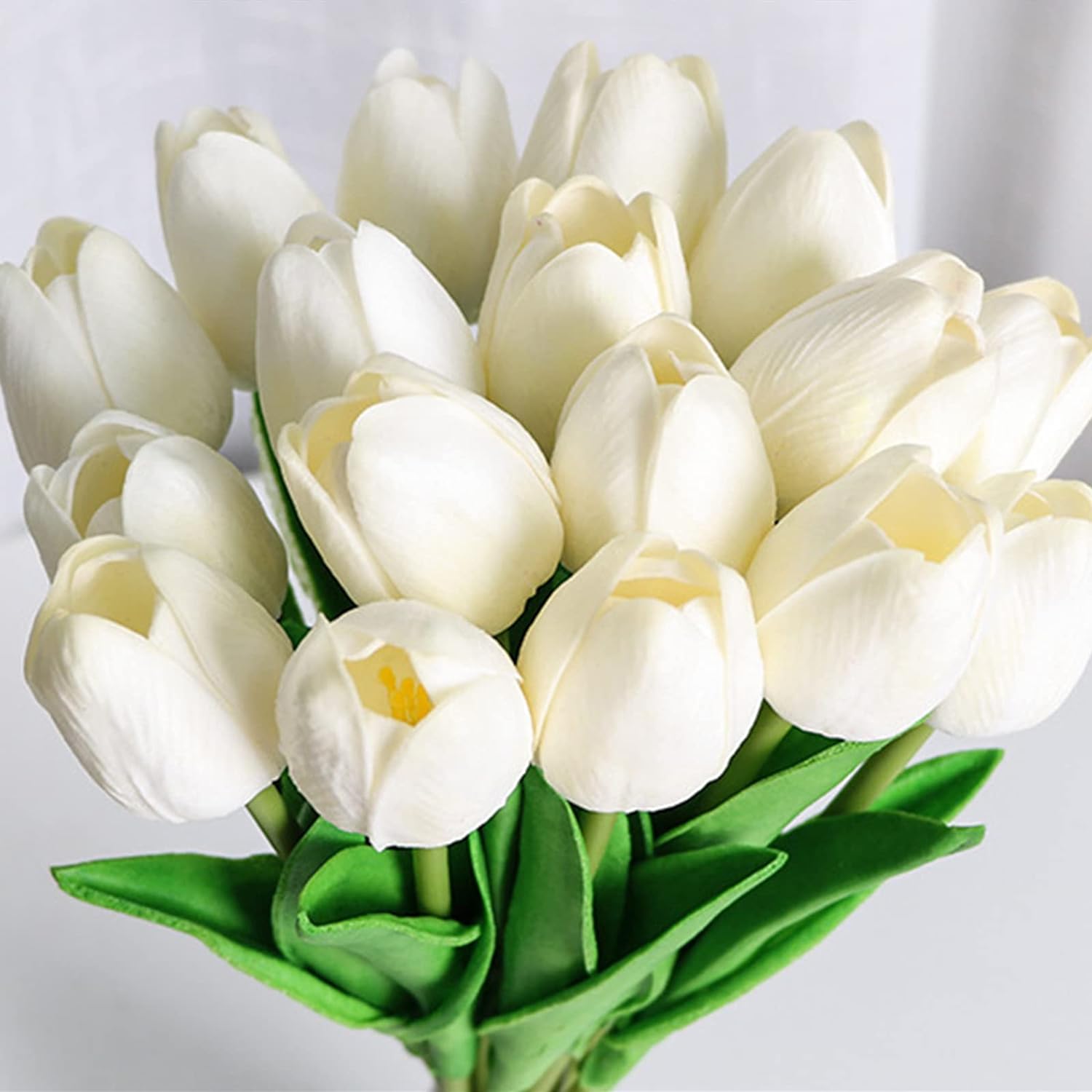 Set 20 lalele artificiale, Sunmostar, Alb/Verde - eMAG.ro