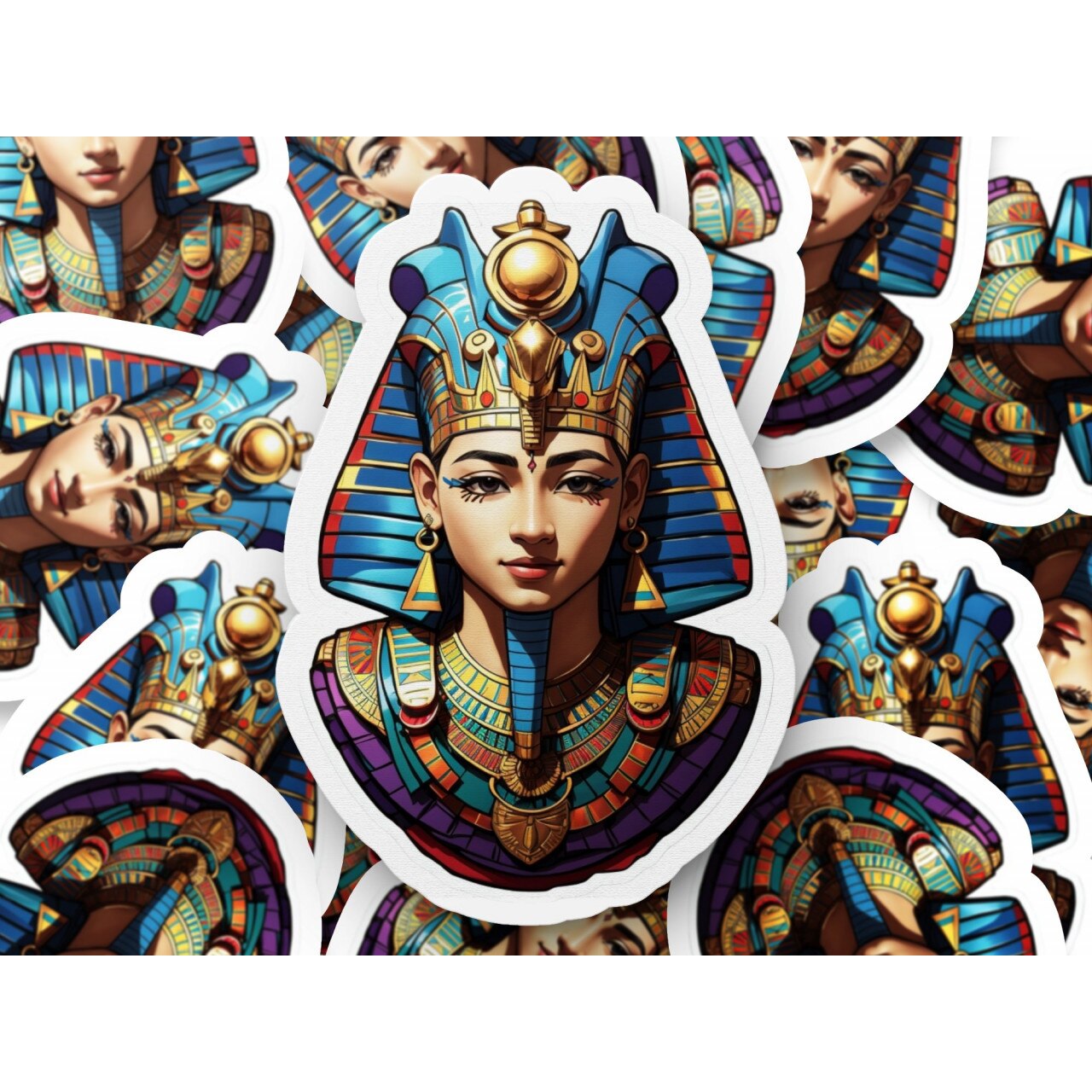 Set 12 bucati, Sticker decorativ, Zeul egiptean Hapi cu coroana ...