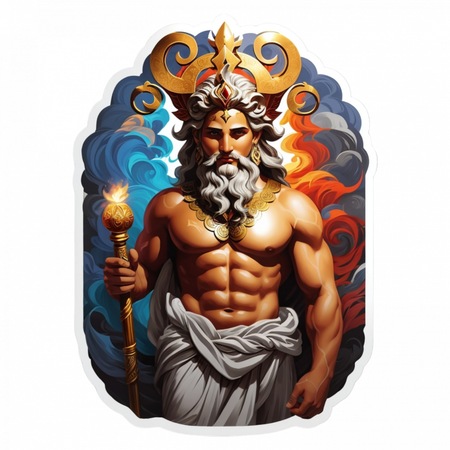 Set 2 bucati, Sticker decorativ, Zeul grec Pan cu sceptru, Rezistent la ...