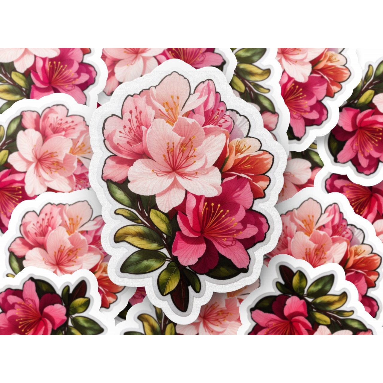 Set 2 bucati, Sticker decorativ, Creanga de flori azalea inflorite ...