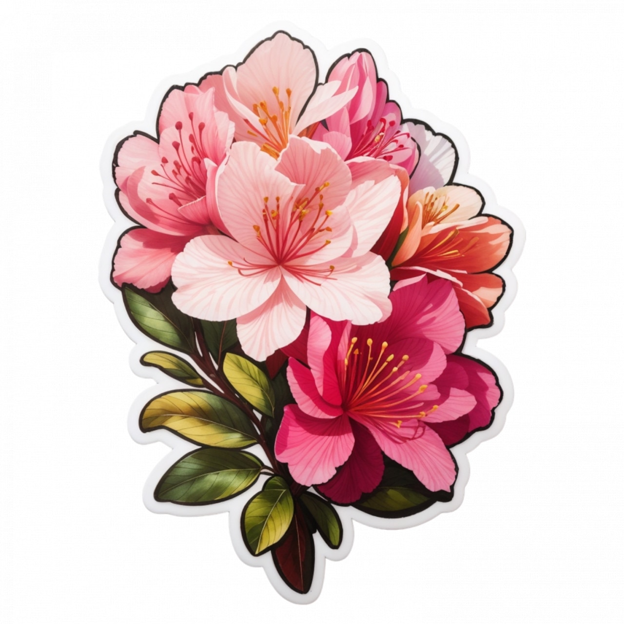 Set 2 bucati, Sticker decorativ, Creanga de flori azalea inflorite ...