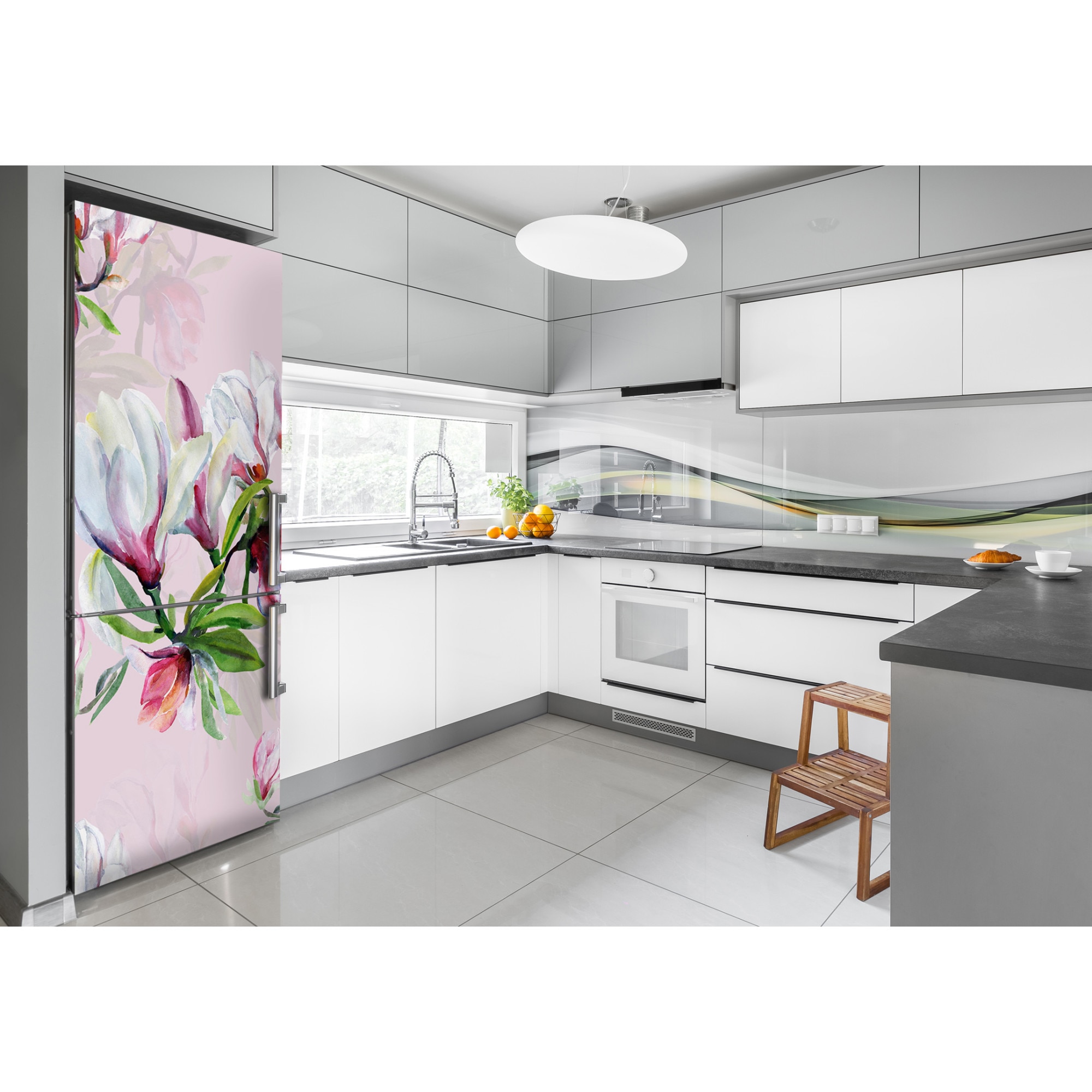 Stickere decorative, Tulup, autocolant pentru frigider, magnolie, Roz ...